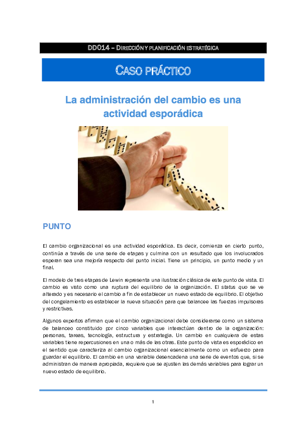 (PDF) DD014 -DIRECCIÓN Y PLANIFICACIÓN ESTRATÉGICA CASO PRÁCTICO