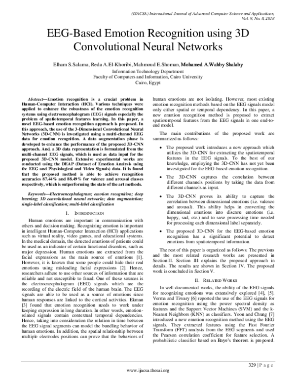 (PDF) EEG-Based Emotion Recognition using 3D Convolutional Neural Networks