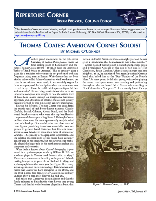 (PDF) Thomas Coates: American Cornet Soloist