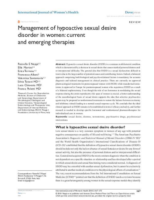 (PDF) Management of hypoactive sexual desire disorder in women: current ...