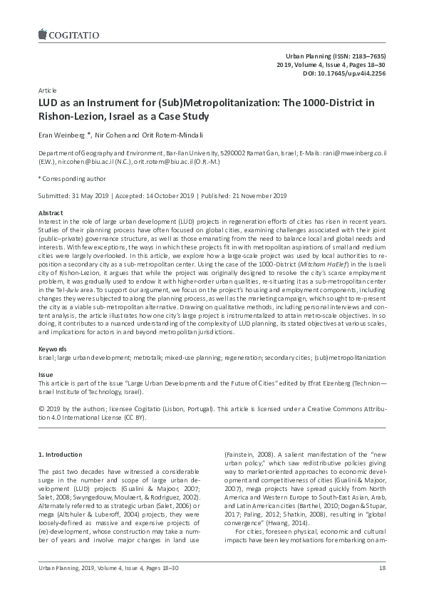 (PDF) LUD as an Instrument for (Sub)Metropolitanization: The 1000 ...