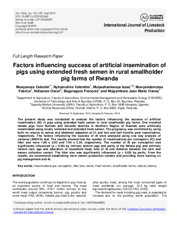 (PDF) Artificial Insemination in Pigs