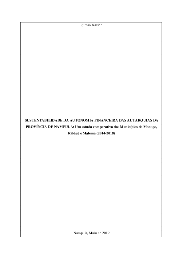(PDF) Simão Xavier SUSTENTABILIDADE DA AUTONOMIA FINANCEIRA DAS ...