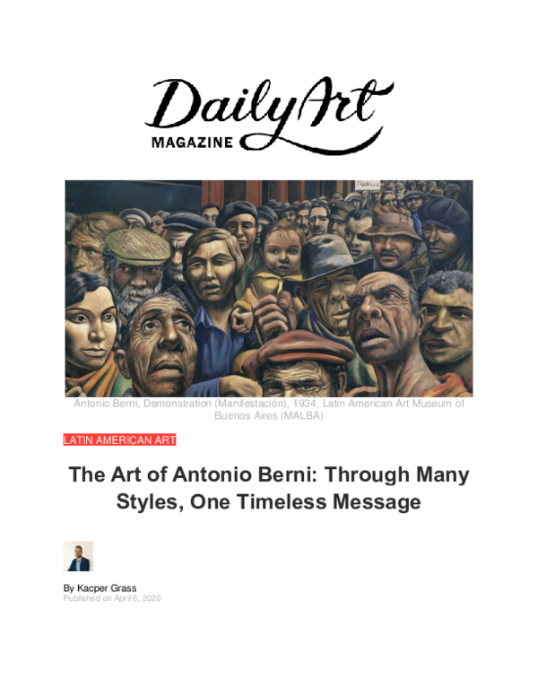 (PDF) The Art of Antonio Berni: Through Many Styles, One Timeless Message