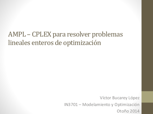 (PDF) AMPL -CPLEX para resolver problemas lineales enteros de optimización