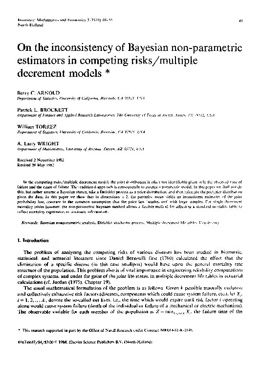 Pdf On The Inconsistency Of Bayesian Non Parametric Estimators In