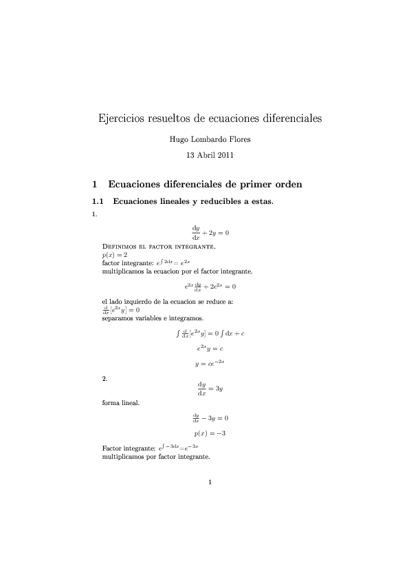 (PDF) Ejercicios resueltos de ecuaciones diferenciales | Carlos Restrepo - Academia.edu