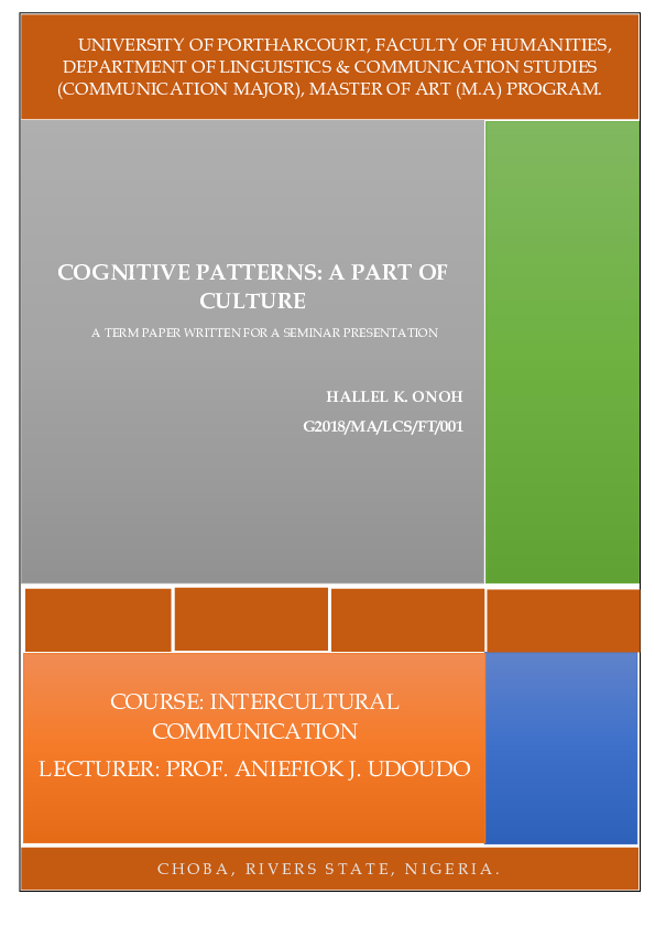 (PDF) COGNITIVE PATTERNS-A PART OF CULTURE
