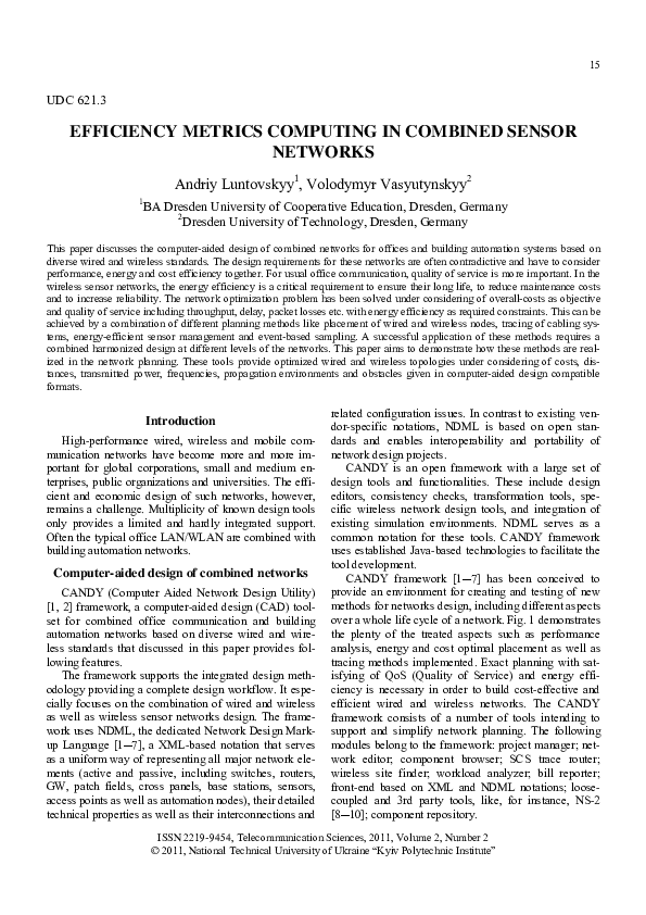 Pdf Efficiency Metrics Computing In Combined Sensor Networks