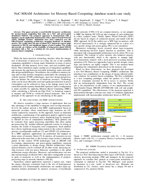 (PDF) NoC-MRAM Architecture for Memory-Based Computing: database-search case study