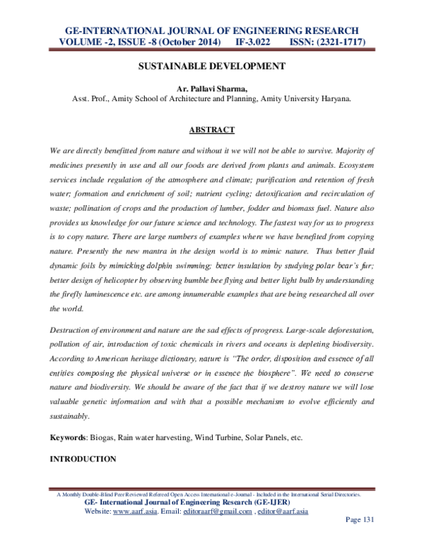 (PDF) SUSTAINABLE DEVELOPMENT