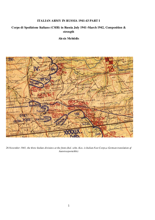 (PDF) Italian Army in Russia 1941-43 Part I CSIR July 1941-March 1942 ...
