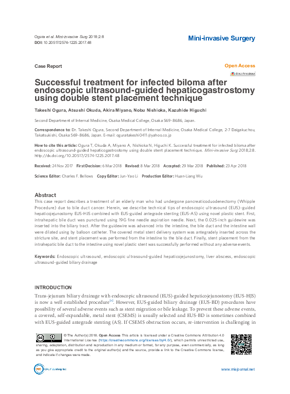 (PDF) Successful treatment for infected biloma after endoscopic ...