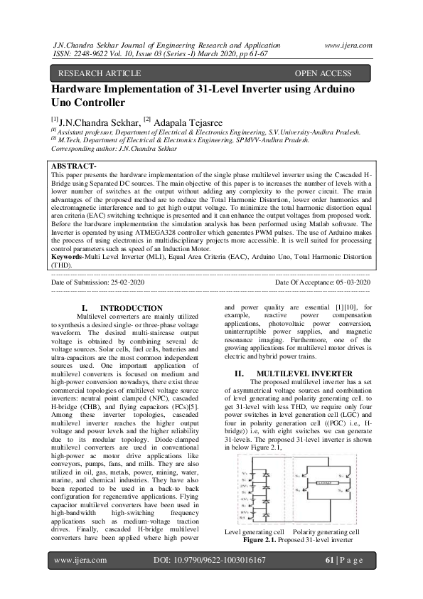 (PDF) Hardware Implementation of 31-Level Inverter using Arduino Uno Controller