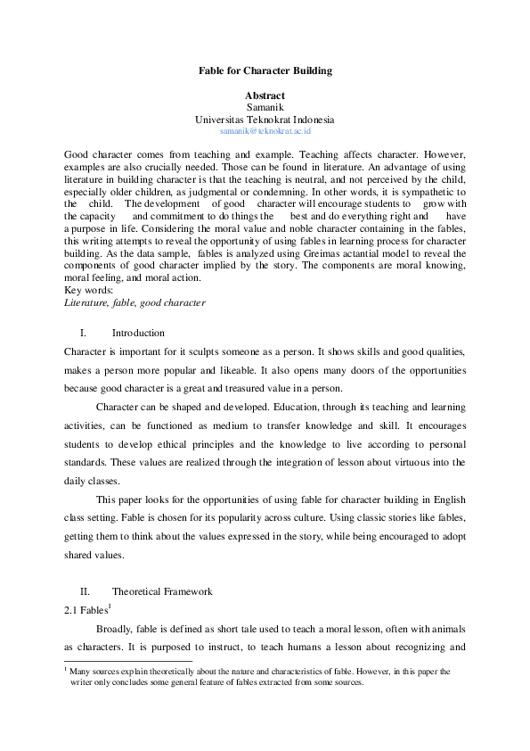 (PDF) Fable for Character Building