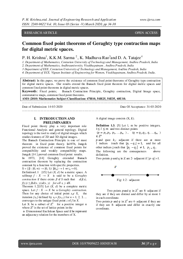 Pdf Common Fixed Point Theorems Of Geraghty Type Contraction Maps For Digital Metric Spaces