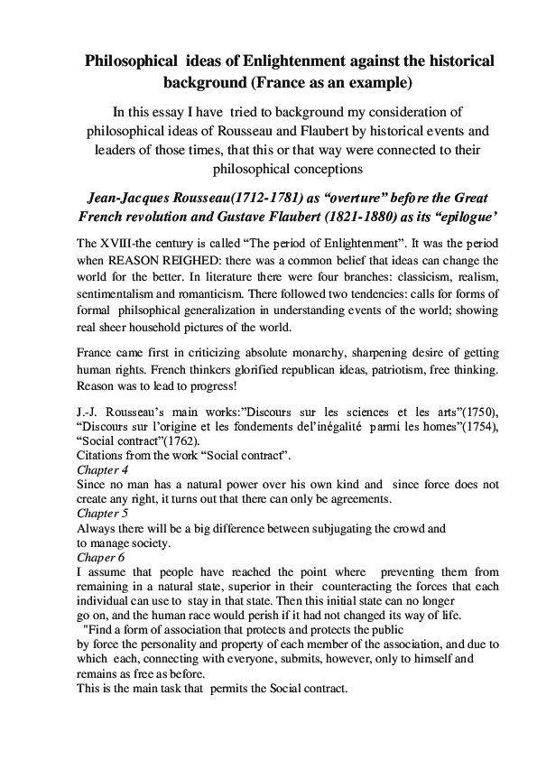 (PDF) Philosophical ideas of Enlightenment against the historical ...