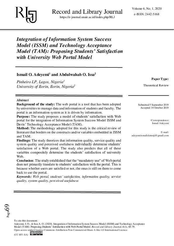 (PDF) Integration of Information System Success Model (ISSM) and ...