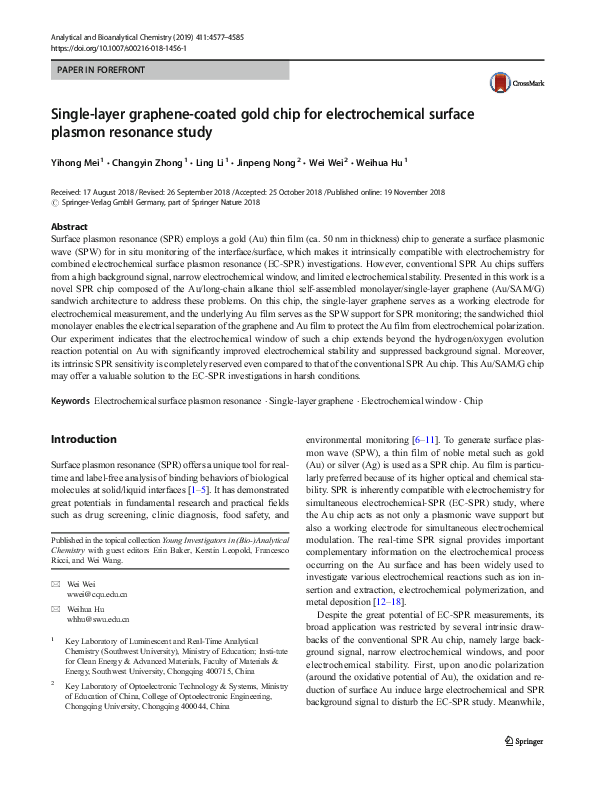 (PDF) Single-layer graphene-coated gold chip for electrochemical ...