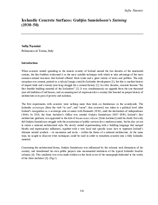 (PDF) Icelandic Concrete Surfaces: Guðjón Samúelsson's Steining (1930-50)