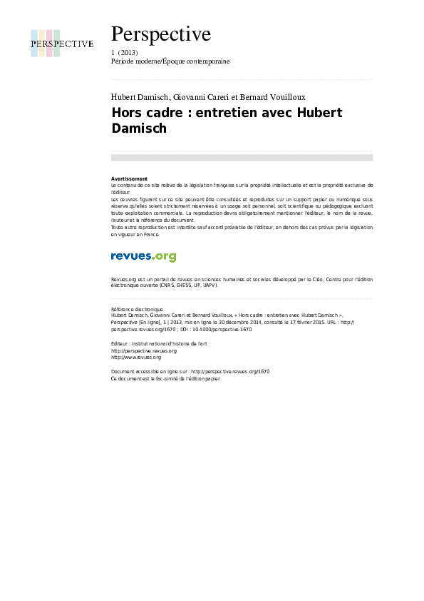 (PDF) Perspective - Hubert Damisch
