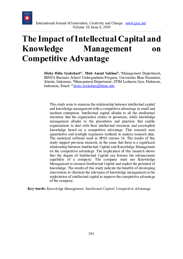 (PDF) The Impact of Intellectual Capital and Knowledge Management on ...