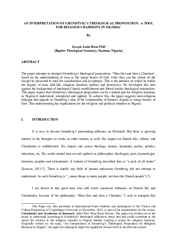 (DOC) AN INTERPRETATION OF GRUNDTVIG'S THEOLOGICAL PROPOSITION: A TOOL ...