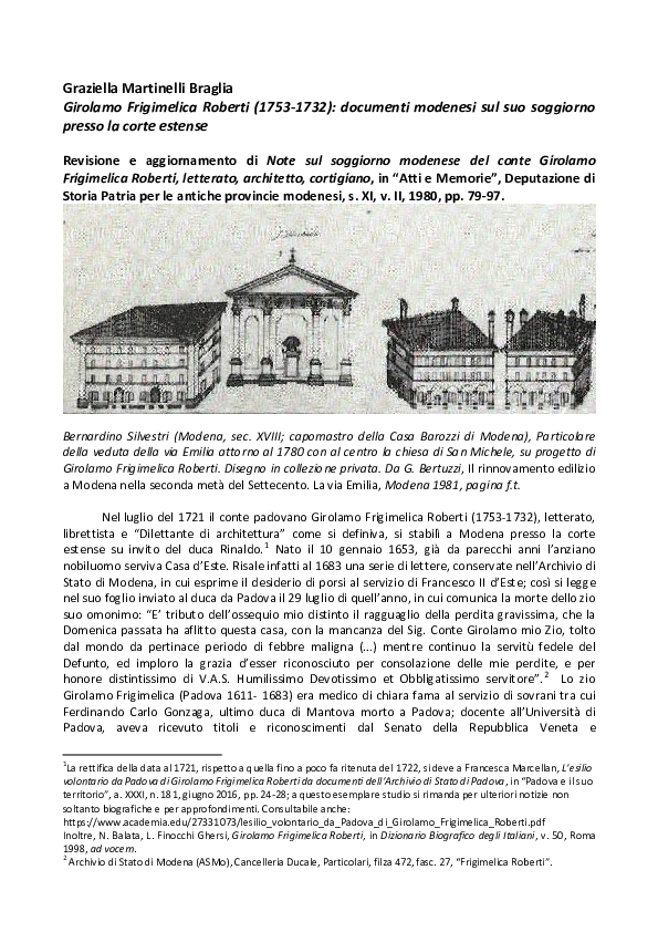 (PDF) Girolamo Frigimelica Roberti (1653-1732): documenti modenesi sul ...