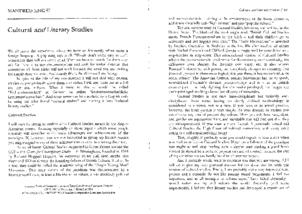 (PDF) Cultural and Literary Studies