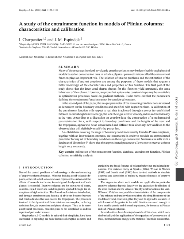 (PDF) A study of the entrainment function in models of Plinian columns ...