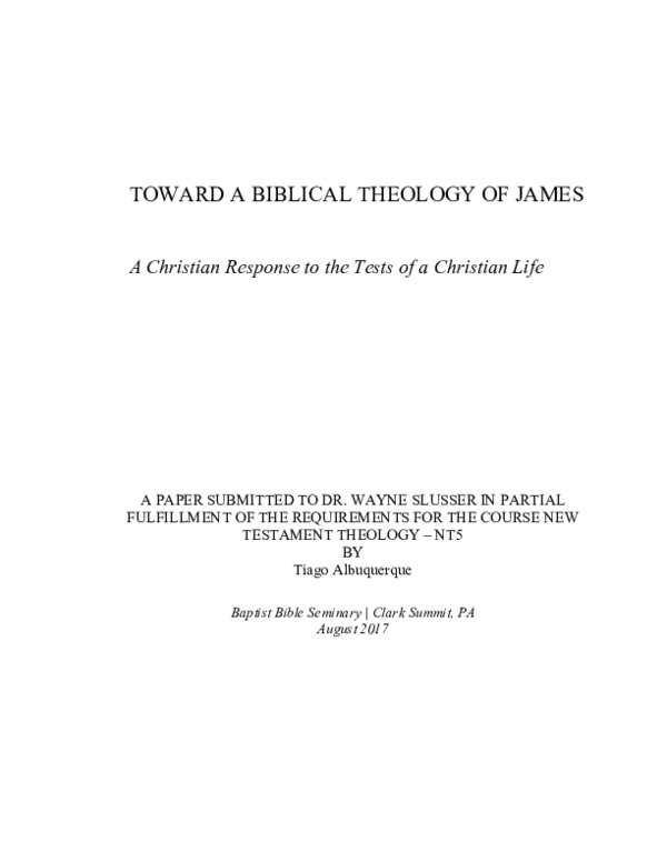 (PDF) Biblical Theology of James