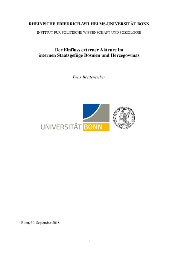 (PDF) Der Einfluss externer Akteure im internen Staatsgefüge Bosnien ...