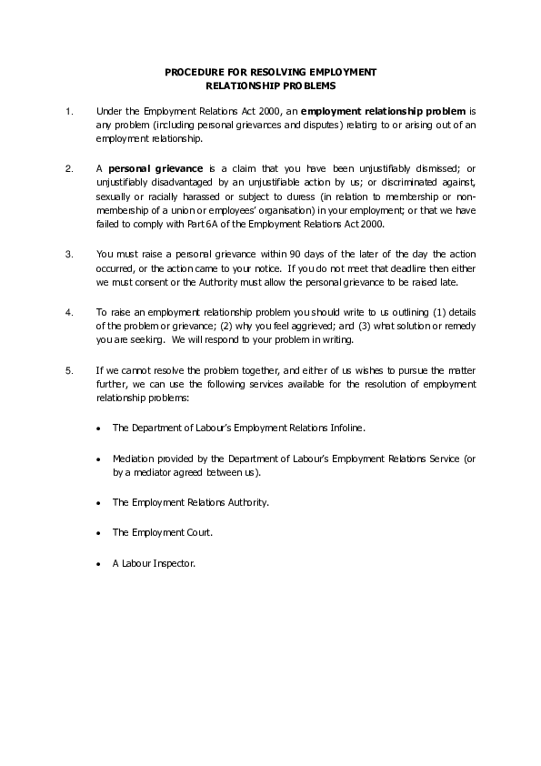 (PDF) PROCEDURE FOR RESOLVING EMPLOYMENT RELATIONSHIP PROBLEMS