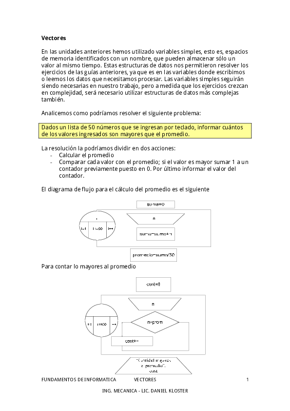 (PDF) FUNDAMENTOS DE INFORMATICA VECTORES 1