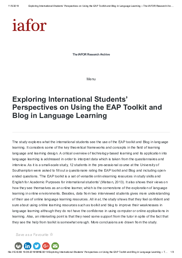(PDF) Exploring International Students' Perspectives on Using the EAP ...