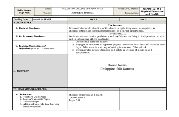 (DOC) Daily Lesson Log/ Plan School ASSUMPTION COLLEGE OF NABUNTURAN ...