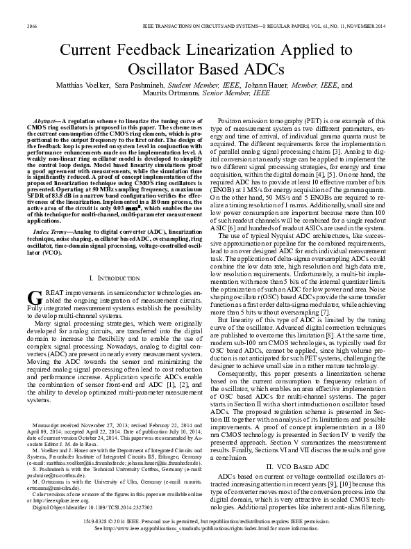(PDF) Current Feedback Linearization Applied to Oscillator Based ADCs