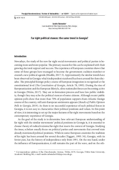(PDF) Far right political stances: the same trend in Georgia