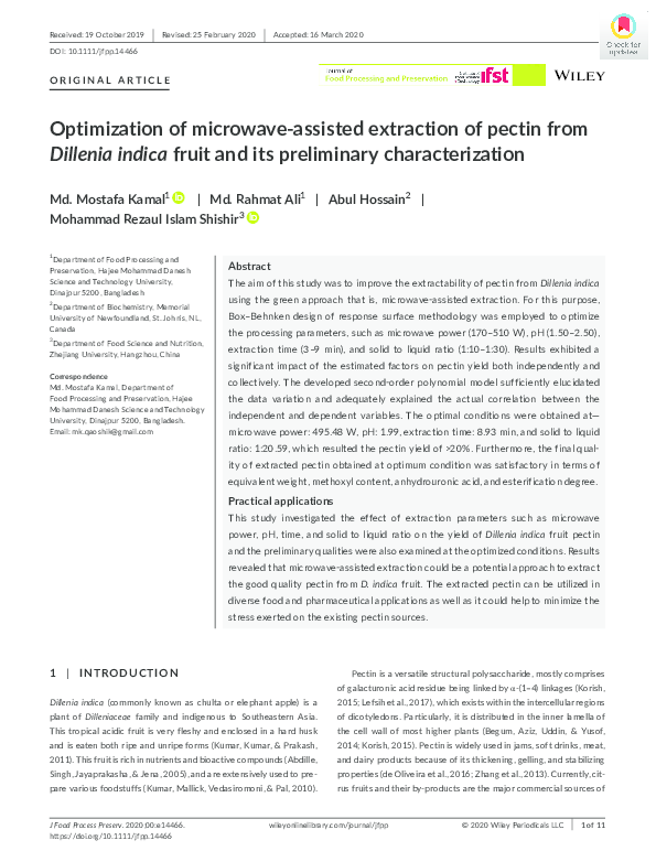 Pdf Extraction Of Pectin From Banana Peels And Its Comparison A