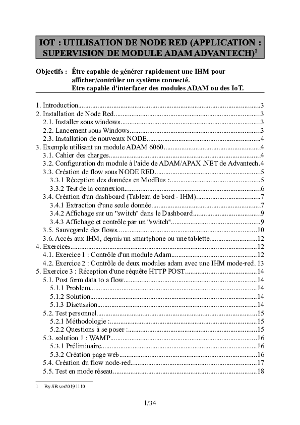 (PDF) IOT : UTILISATION DE NODE RED (APPLICATION : SUPERVISION DE ...