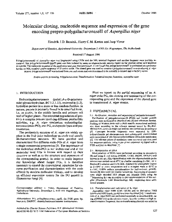 (PDF) Molecular cloning, nucleotide sequence and expression of the gene encoding prepro ...