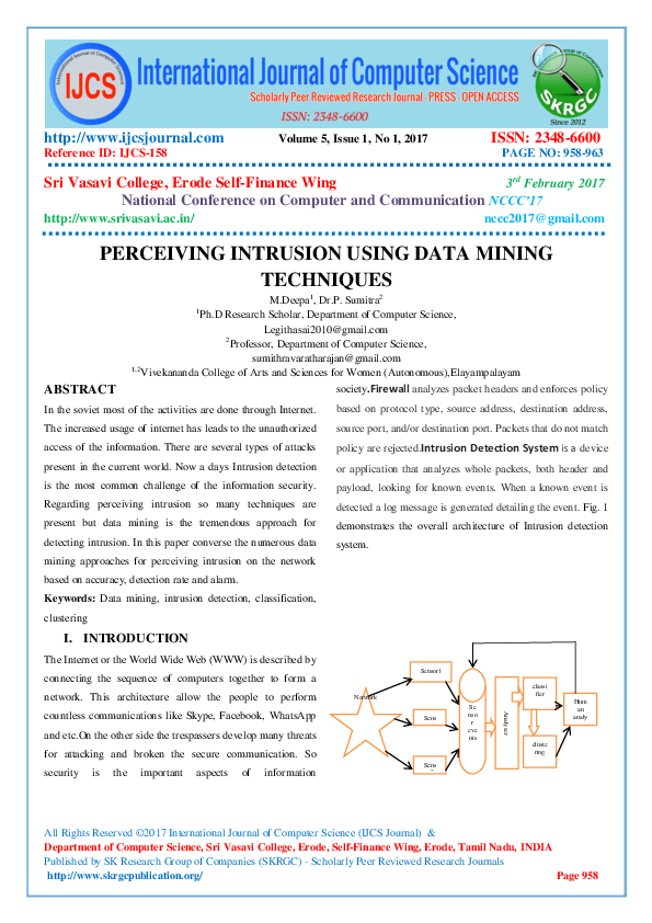 (PDF) PERCEIVING INTRUSION USING DATA MINING TECHNIQUES