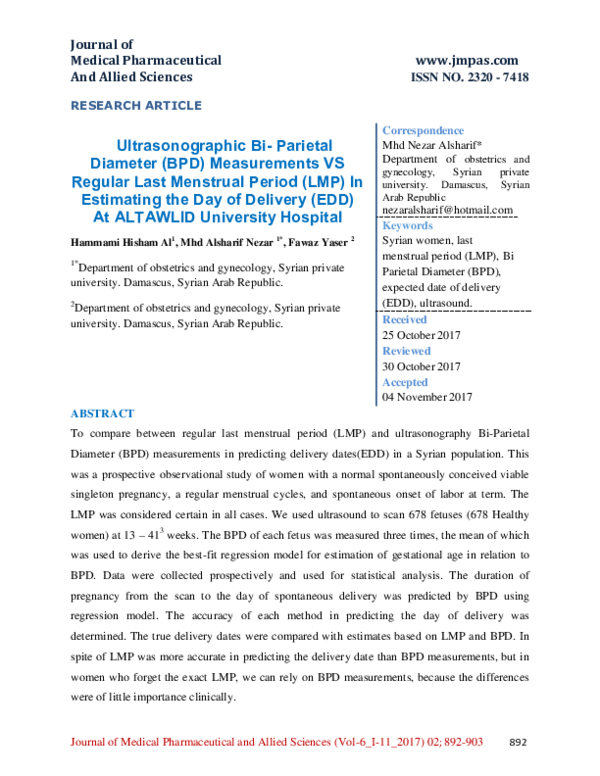 (PDF) Ultrasonographic Bi-Parietal Diameter (BPD) Measurements VS ...