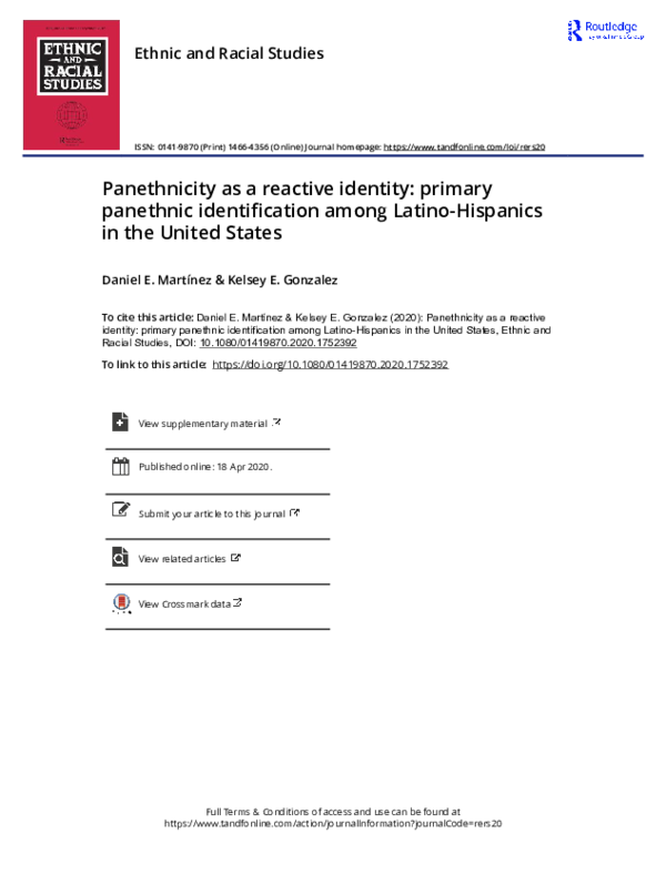 (PDF) Panethnicity as a reactive identity: Primary panethnic ...