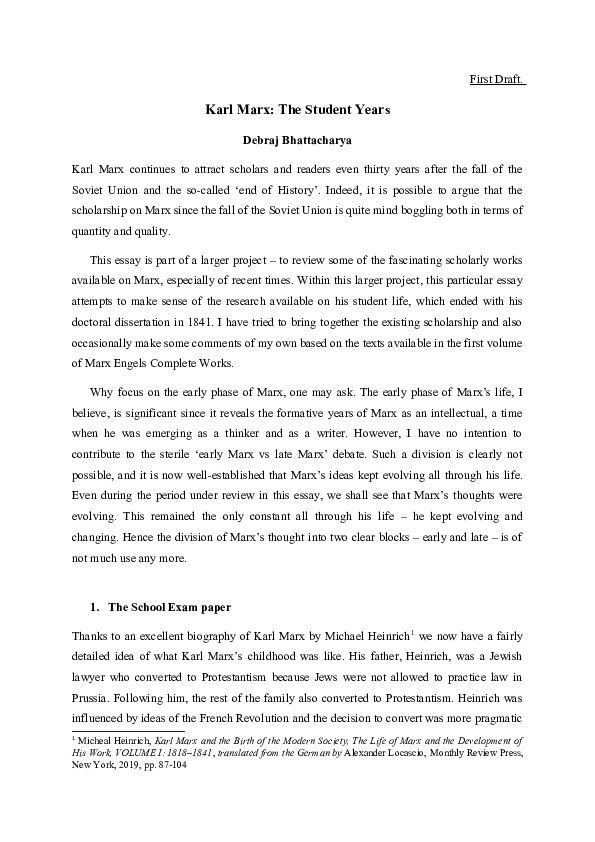 (DOC) Karl Marx: The Student Years