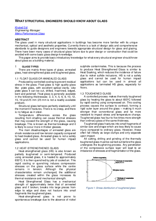 (PDF) WHAT STRUCTURAL ENGINEERS SHOULD KNOW ABOUT GLASS