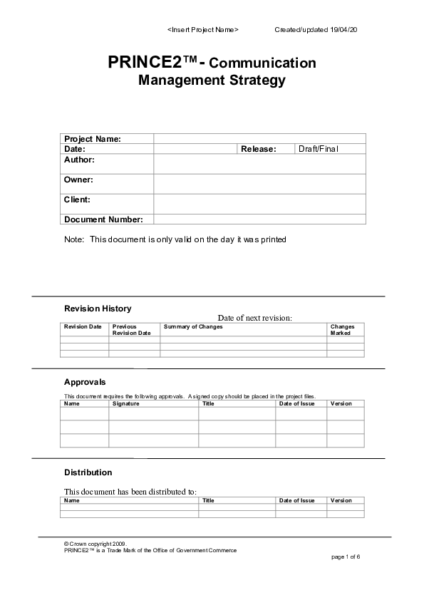 (DOC) PRINCE2™-Communication Management Strategy