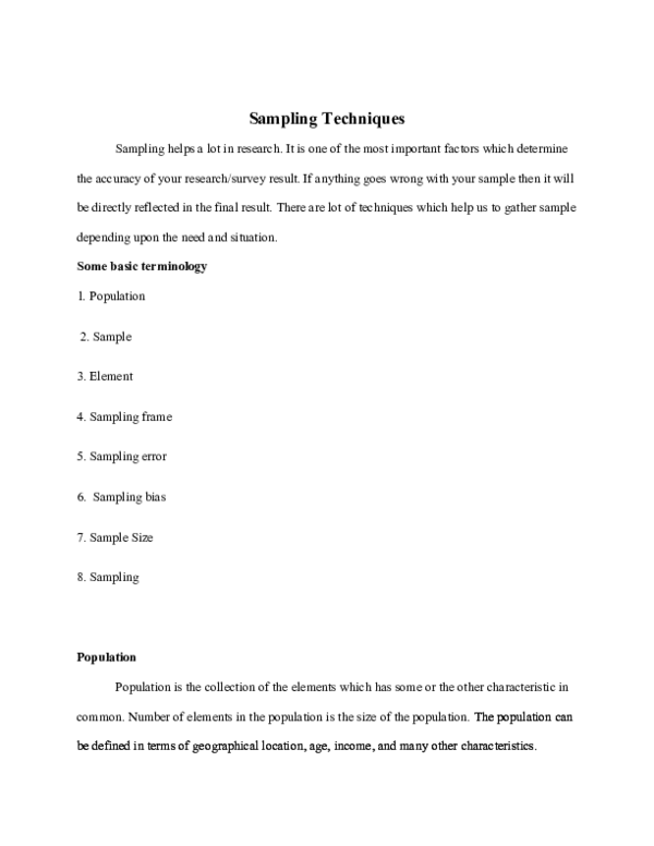 (DOC) Sampling Techniques