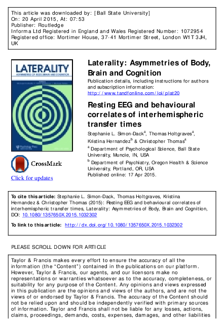(PDF) Resting EEG and behavioural correlates of interhemispheric ...
