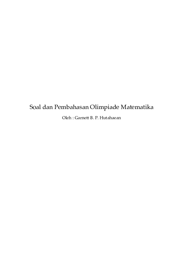 (PDF) Soal dan Pembahasan Olimpiade Matematika